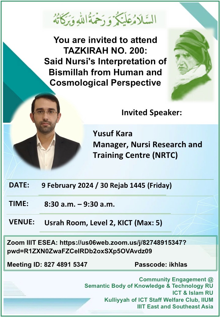 Usrah & Tazkirah: Said Nursi’s Interpretation of Bismillah from Human ...