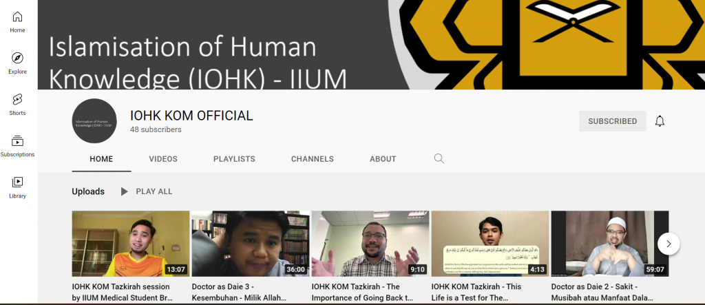 Islamisation of Human Knowledge (IOHK) – Kulliyyah of Medicine