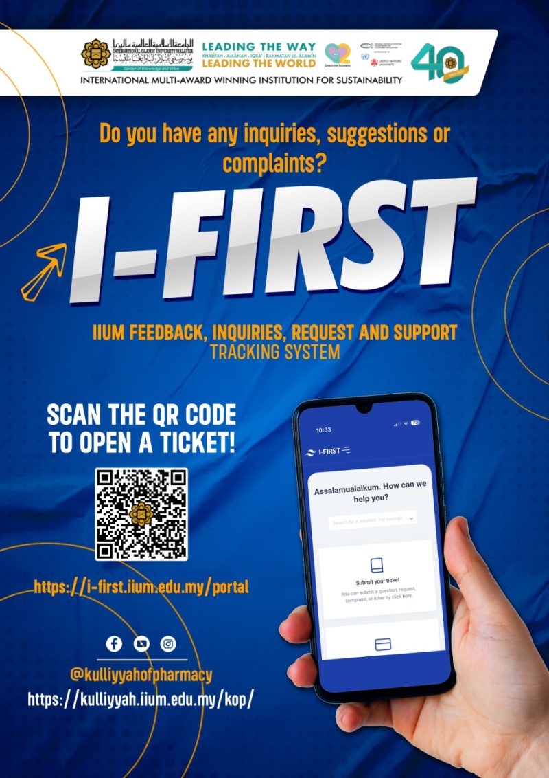 KOP I-FIRST IMPLEMENTATION – Kulliyyah of Pharmacy