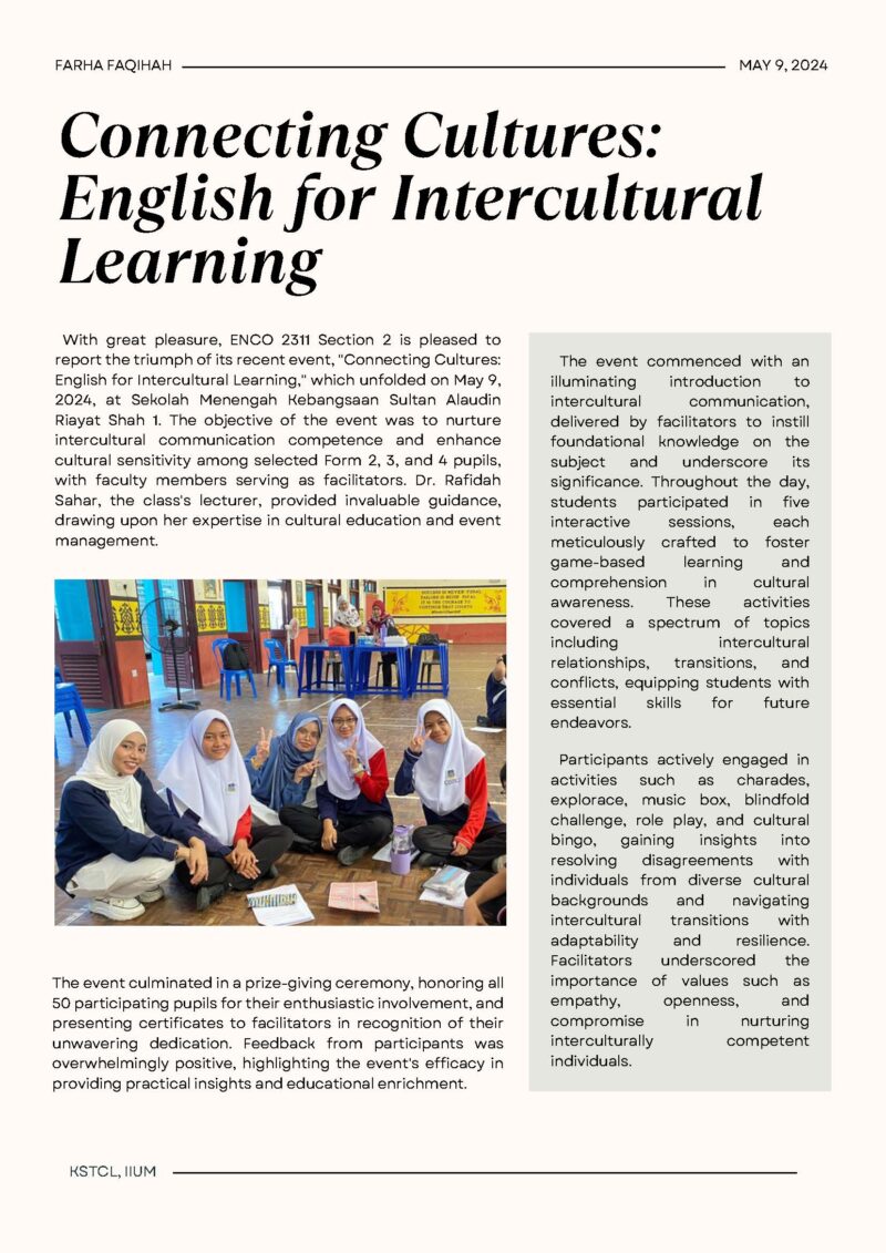 Connecting Cultures : English for Intercultural Learning – Kulliyyah of ...
